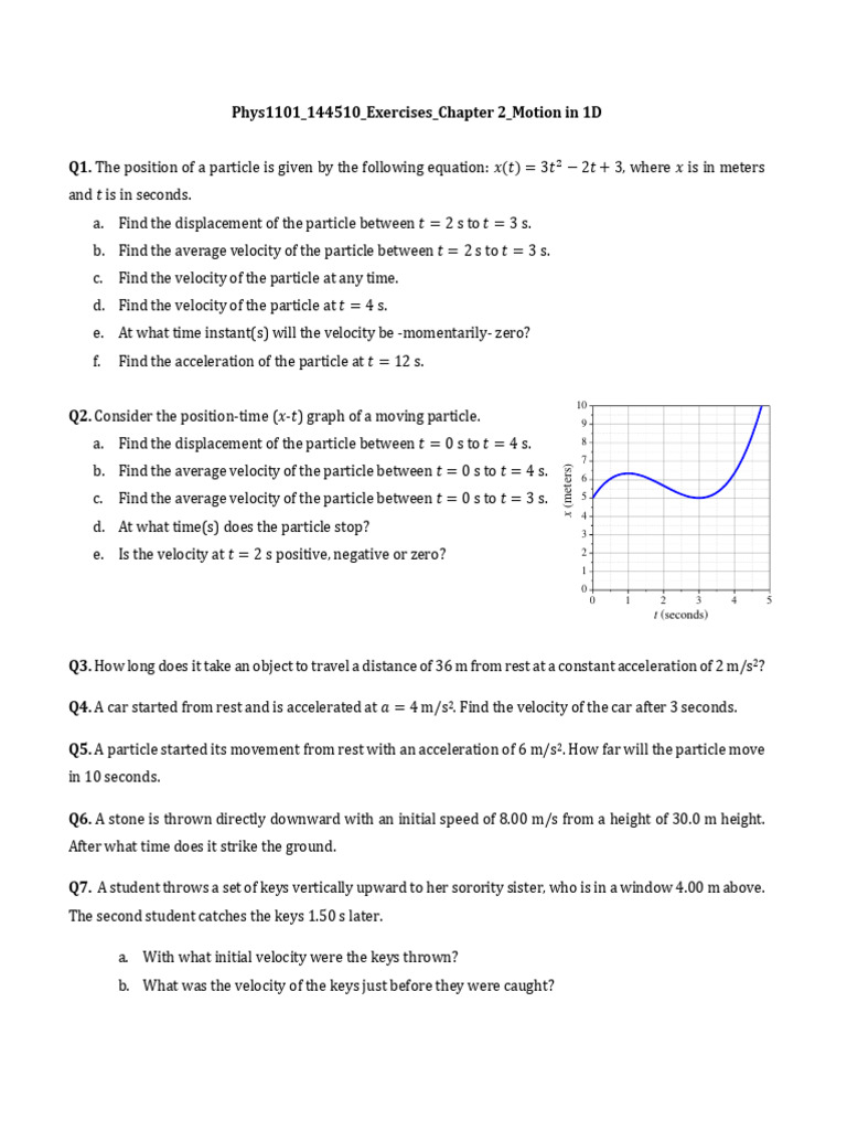 Exercises Ch2 | PDF | Velocity | Acceleration Exercises Ch2 | PDF | Velocity | Acceleration