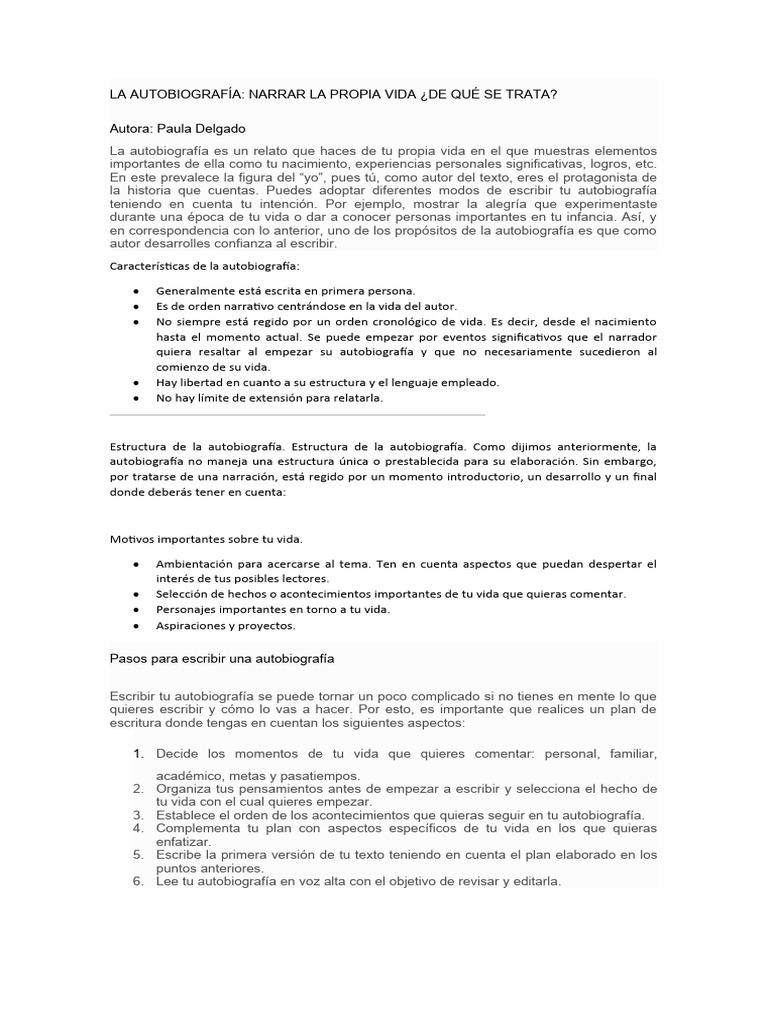 Cómo Escribir una Autobiografía | PDF | Autobiografías | Narración