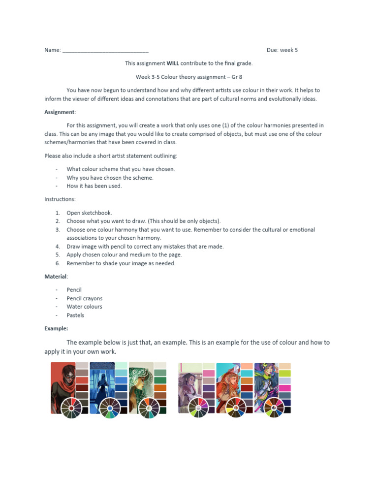 Week 3-5 Colour Theory Assignment | PDF | Drawing