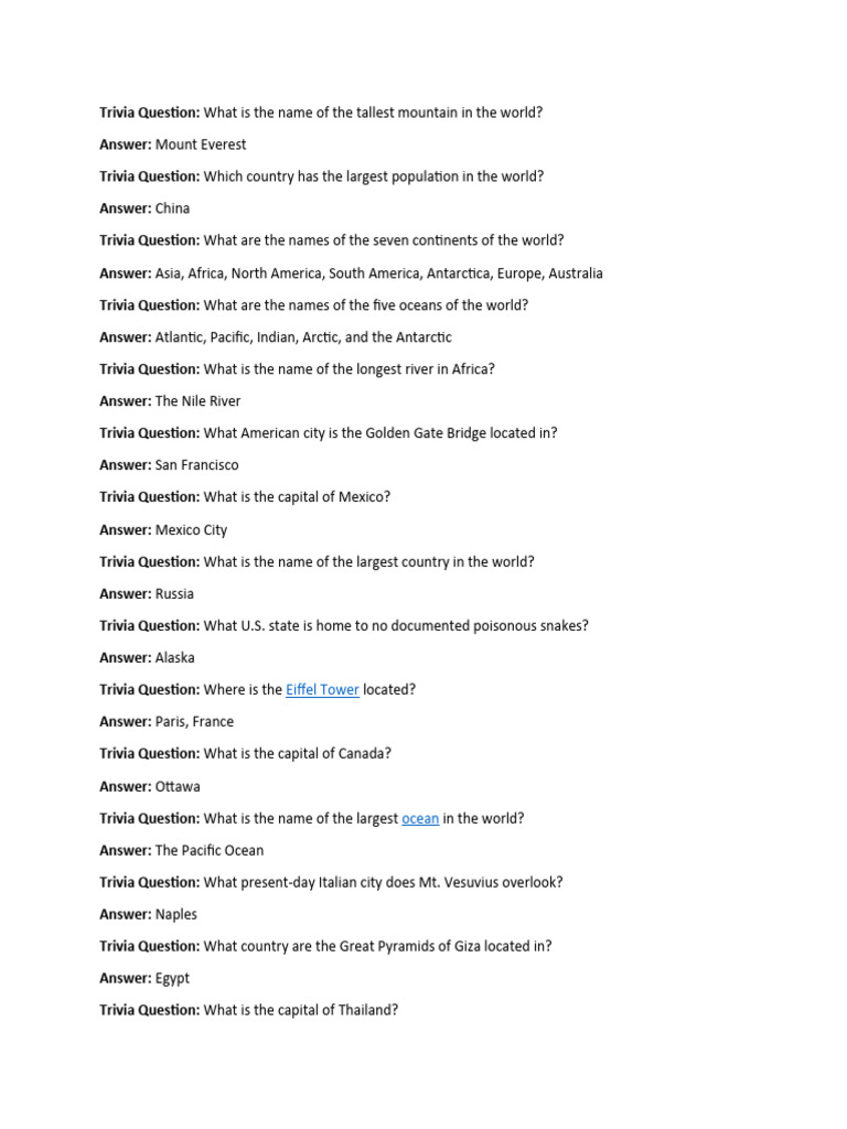 Global Trivia Questions and Answers | PDF | Black Lives Matter | The ...
