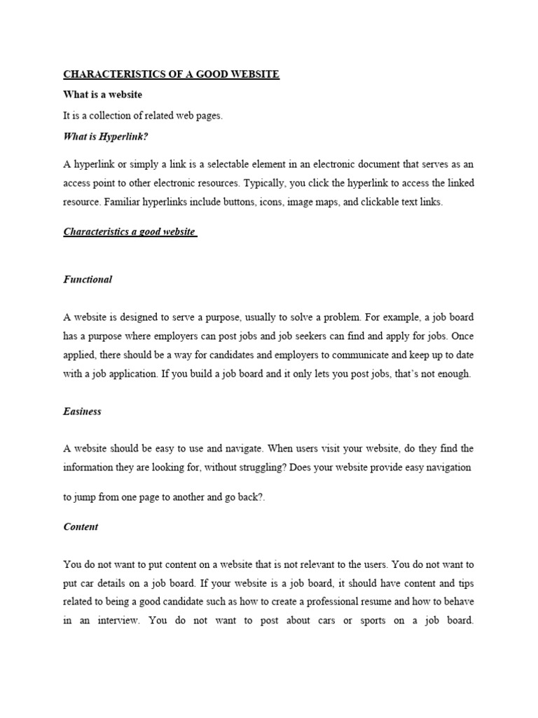 Key Characteristics of Good Websites | PDF