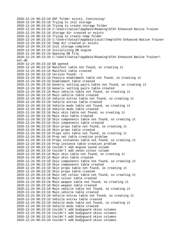 GTAV Enhanced Native Trainer Log | PDF | Data Management | Information ...