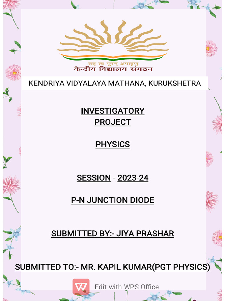 Physics Project Work | PDF | P–N Junction | Diode