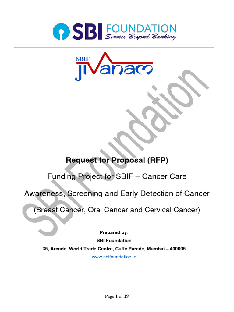 Request For Proposal (RFP) : Funding Project For SBIF - Cancer Care ...