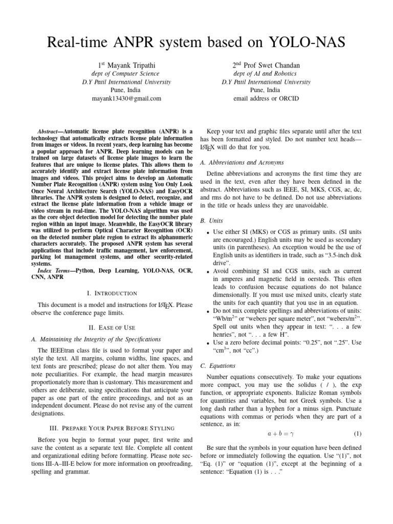 Real-time ANPR System with YOLO-NAS | PDF | Bracket | Note (Typography)