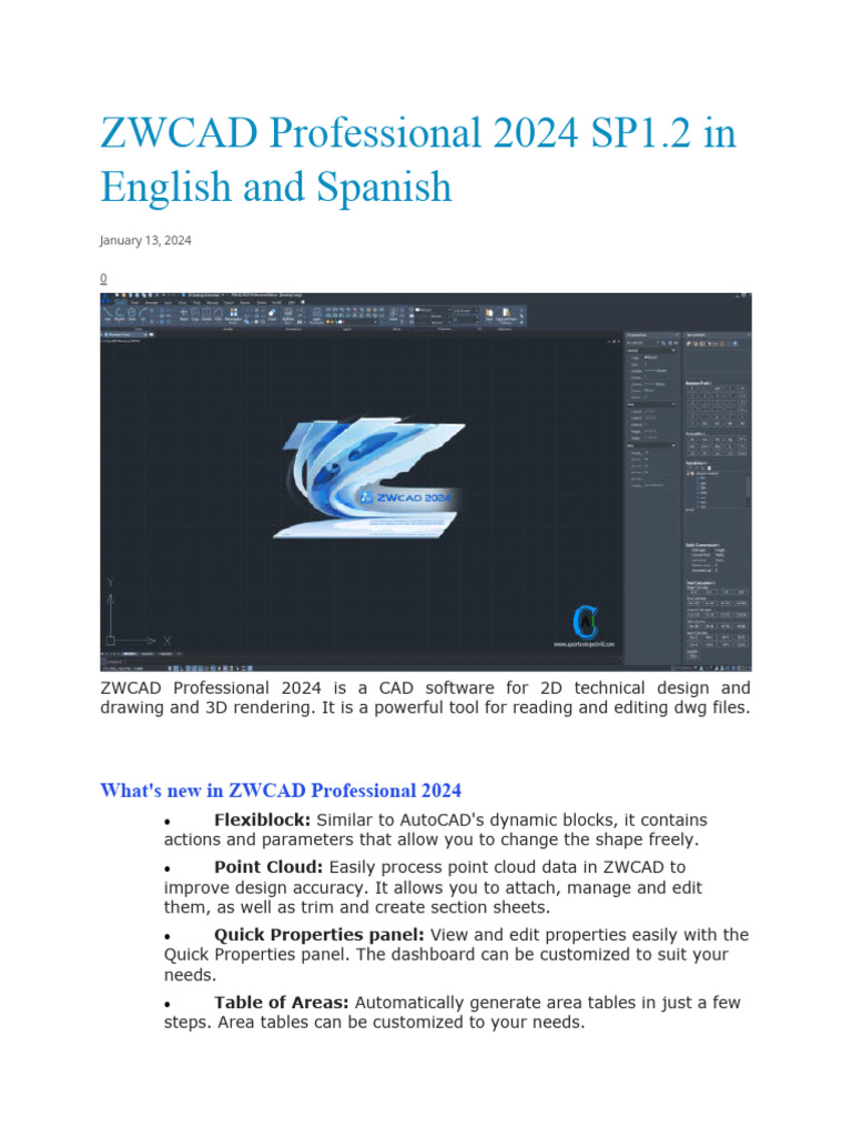 ZWCAD Professional 2024 SP1.2 in English | Download Free PDF | 3 D Computer Graphics | Auto Cad
