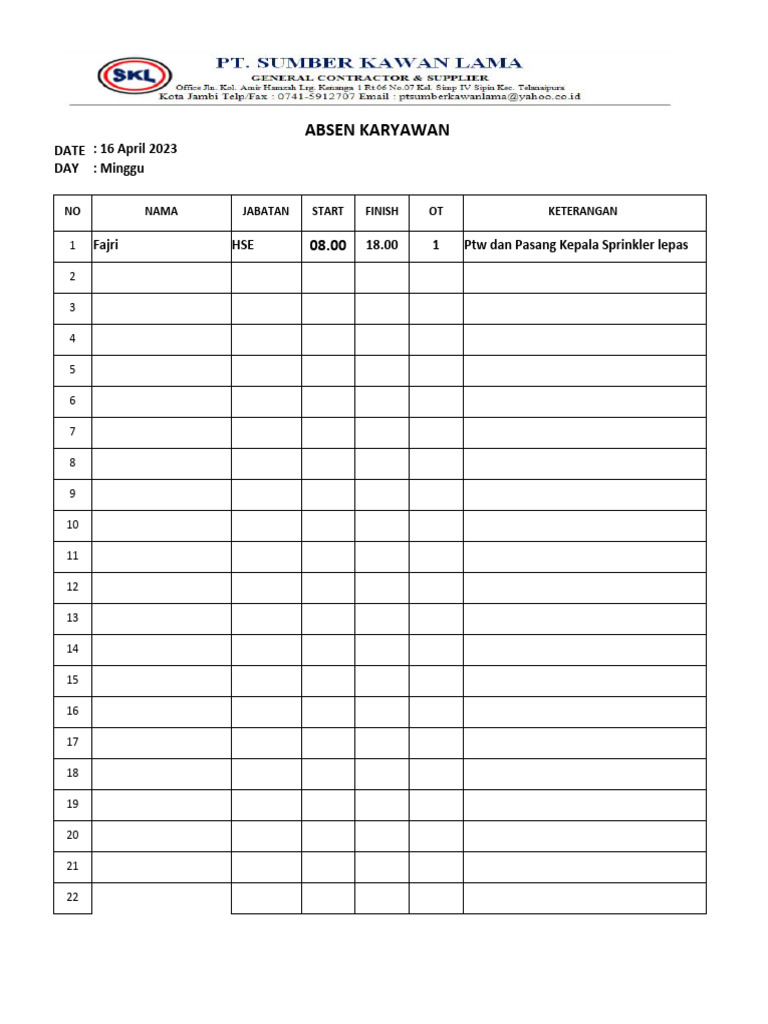 Absen Karyawan | PDF