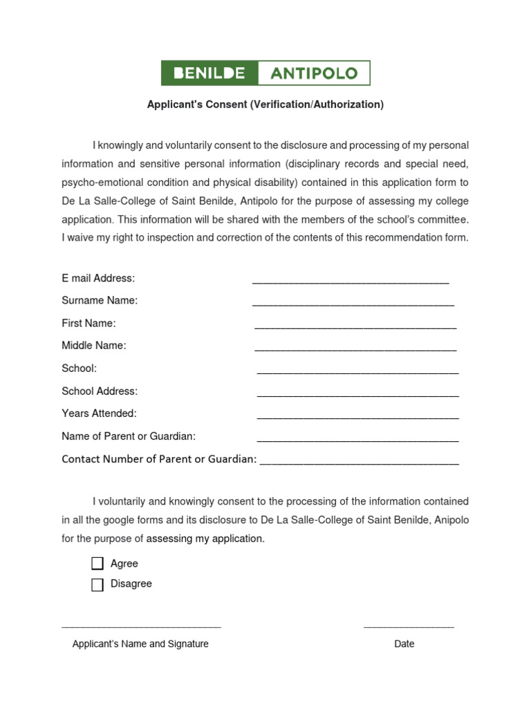 Applicants Consent Form | PDF