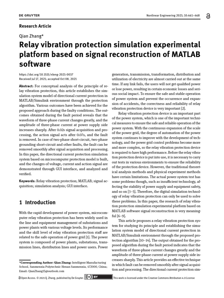 Relay Vibration Protection Simulation Experimental Platform Based On Signal Reconstruction of ...