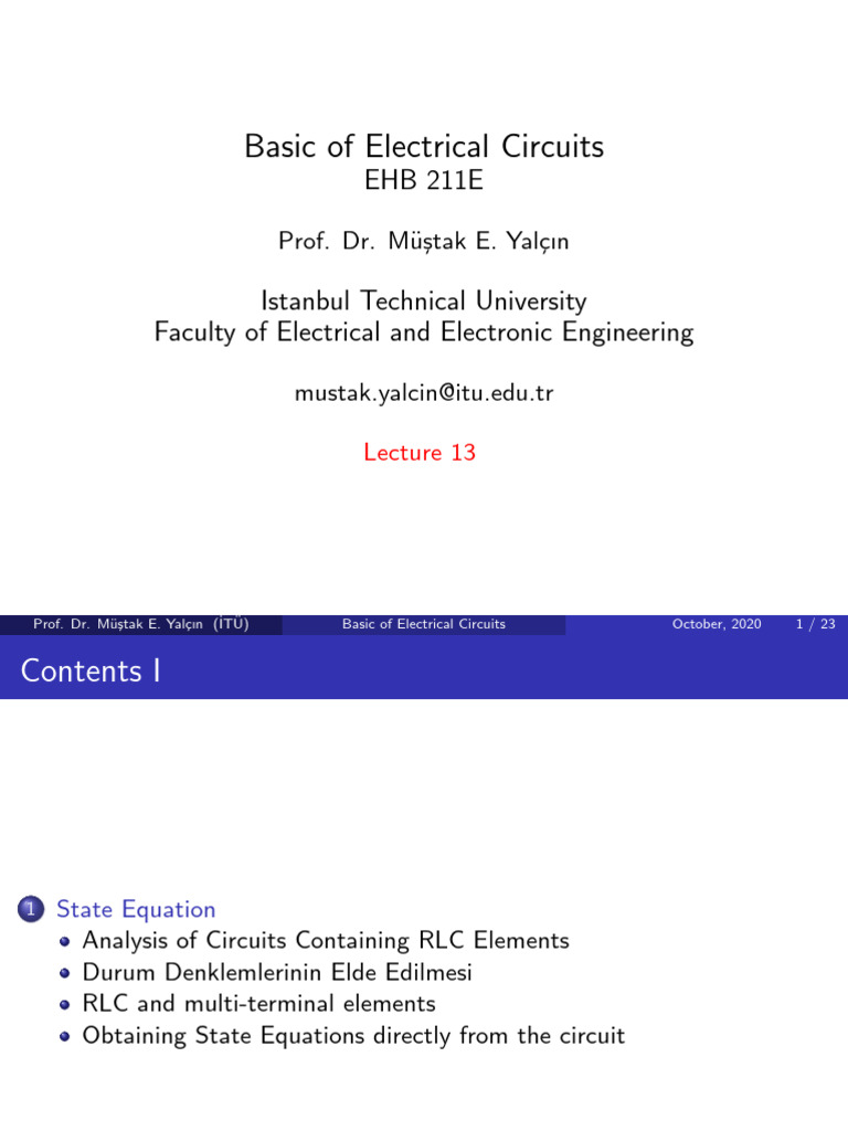 Electrical Circuit State Equations Guide | PDF | Electrical Network | Electronics