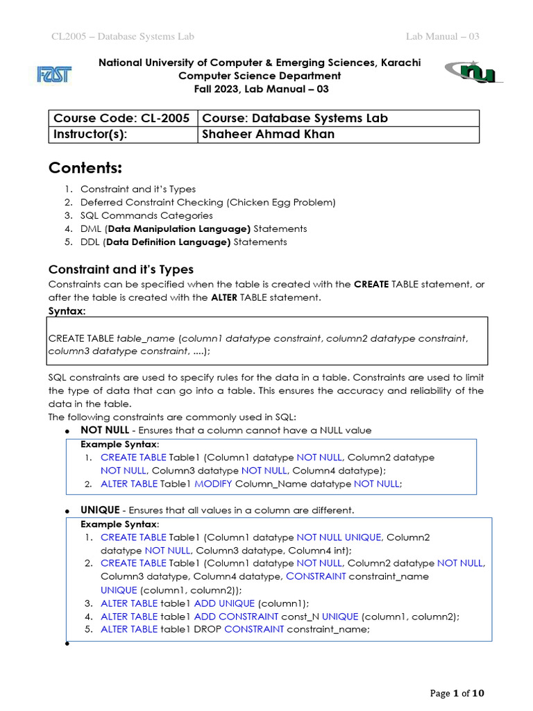 Lab Manual 03 (DML) | Download Free PDF | Relational Database | Data