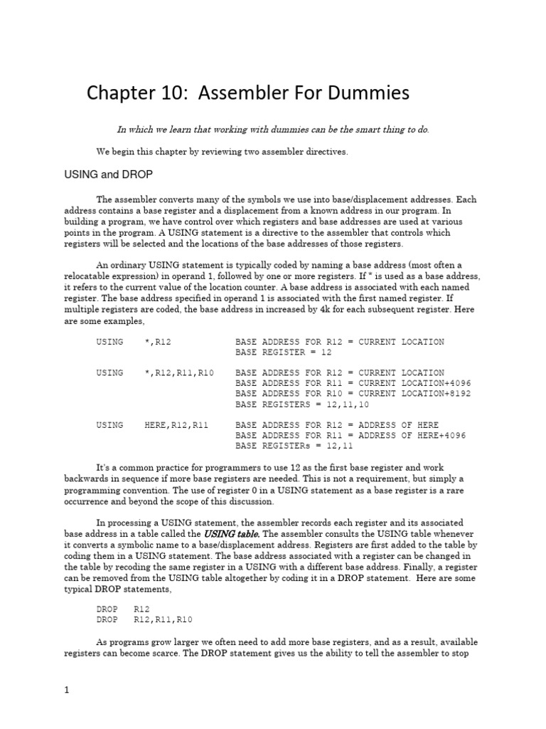 Chapter 10 Assembler For Dummies | PDF | Assembly Language | Software ...