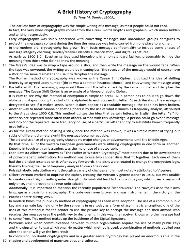 A Brief History of Cryptography | PDF A Brief History of Cryptography | PDF