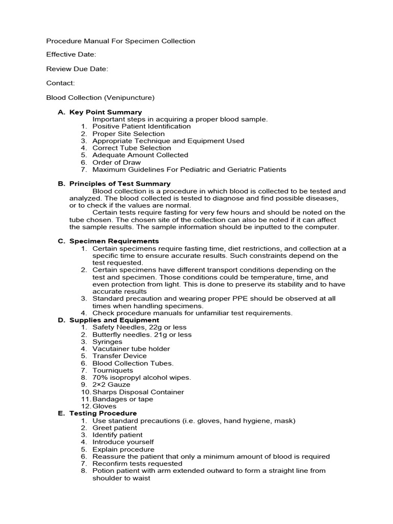 Hematology PROCEDURAL MANUAL | PDF | Anemia | Red Blood Cell