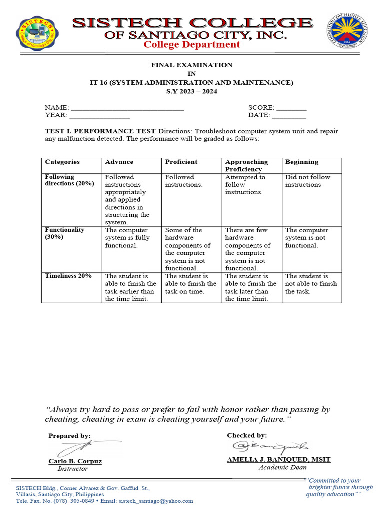 IT 16 System Administration Exam Guide | PDF