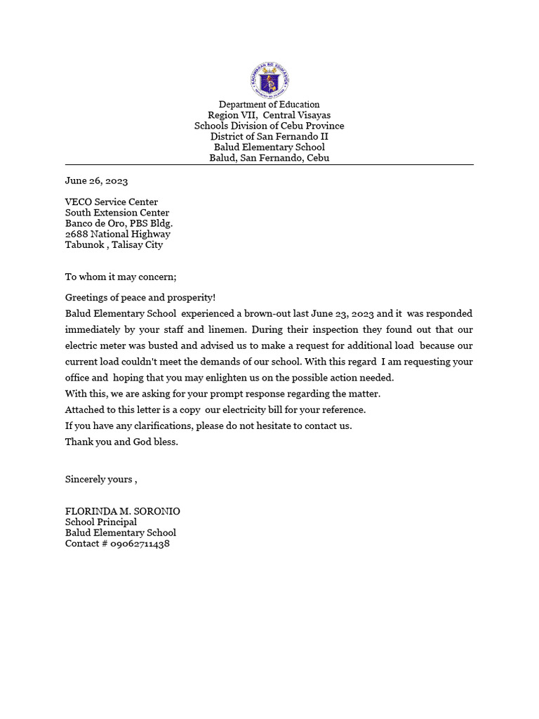 Letter Request For VECO | PDF