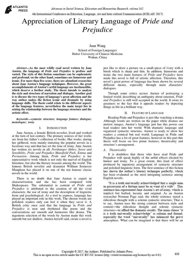 Appreciation of Literary Language of Pride And: Prejudice | PDF | Mr ...