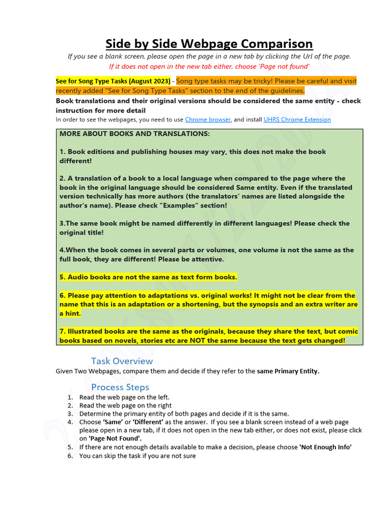 Webpage Entity Comparison Guide | PDF | Books