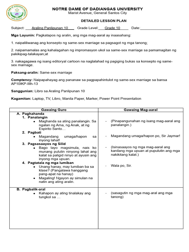 AP - Lesson Plan 01 - Same-Sex Marriage | PDF