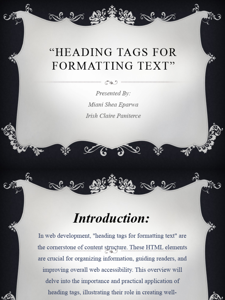 Heading Tags For Formatting Text | PDF | Html Element | World Wide Web