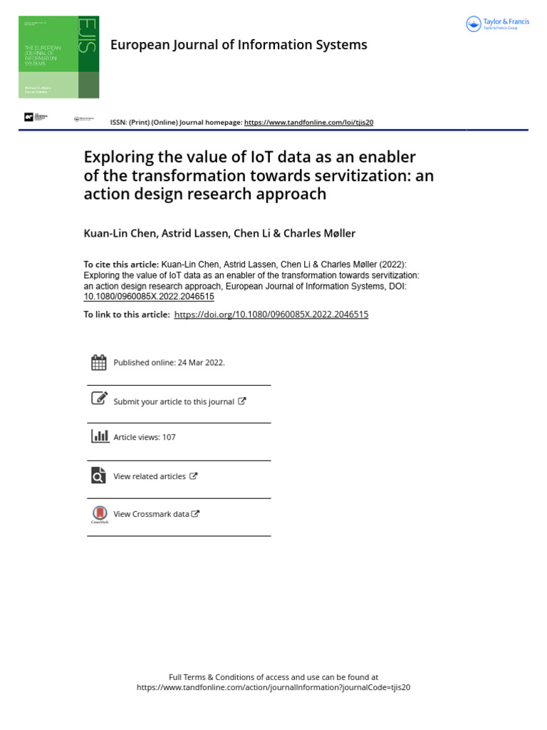 EJIS-Exploring The Value of IoT Data As An Enabler of The Transformation Towards servitization ...