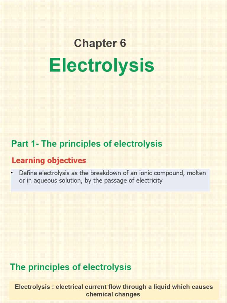Electrolysis Introduction | PDF