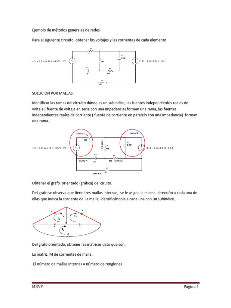 Análisis de Circuitos por Método de Mallas | PDF | Matriz (Matemáticas) | Análisis matemático