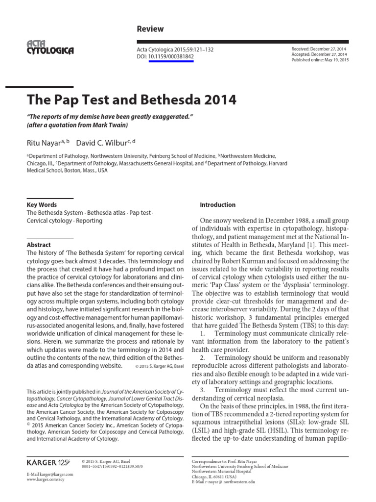 Bethesda 2014 | PDF | Cytopathology | Cervical Cancer
