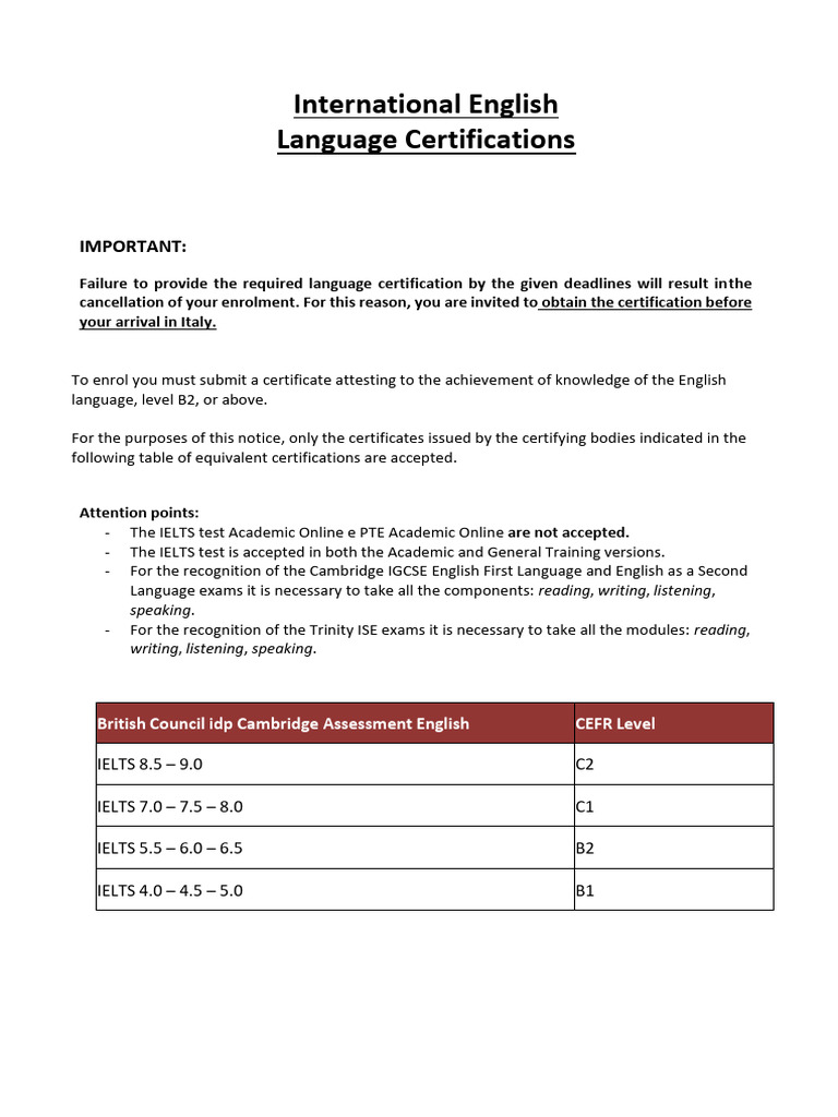 Accepted English Certificates | PDF | International English Language ...
