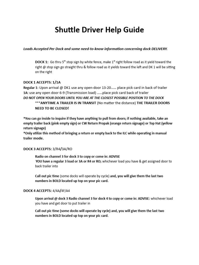 Shuttle Driver Help Form | PDF | Trailer (Vehicle) | Transport