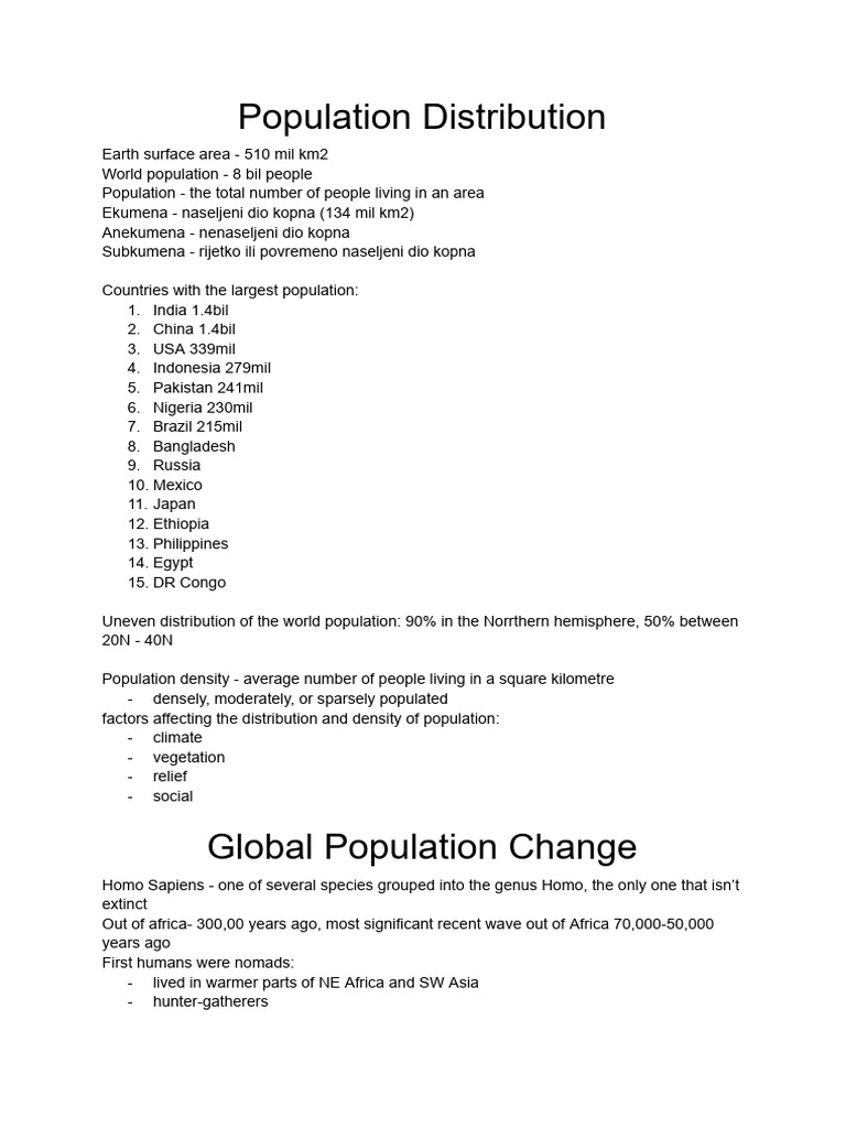Geography Test Notes 1 23 - 24 - Google Dokumenti | PDF | Human ...