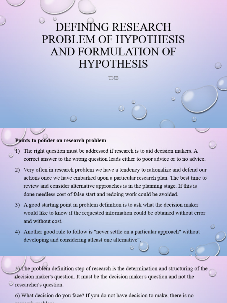 Defining Research Problem of Hypothesis and Formulation of RM TNB 14.1.24 | PDF | Hypothesis ...