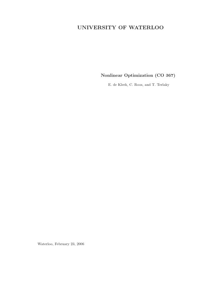 Nonlinear Optimization CO 367 | PDF | Mathematical Optimization ...