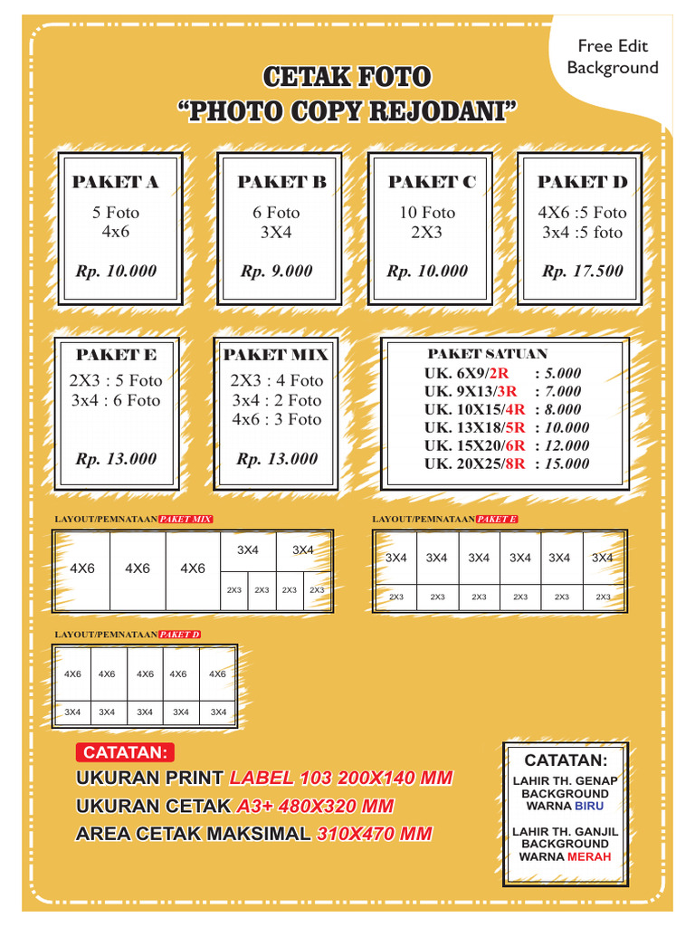 Paket Cetak Foto Terjangkau 2023 | PDF