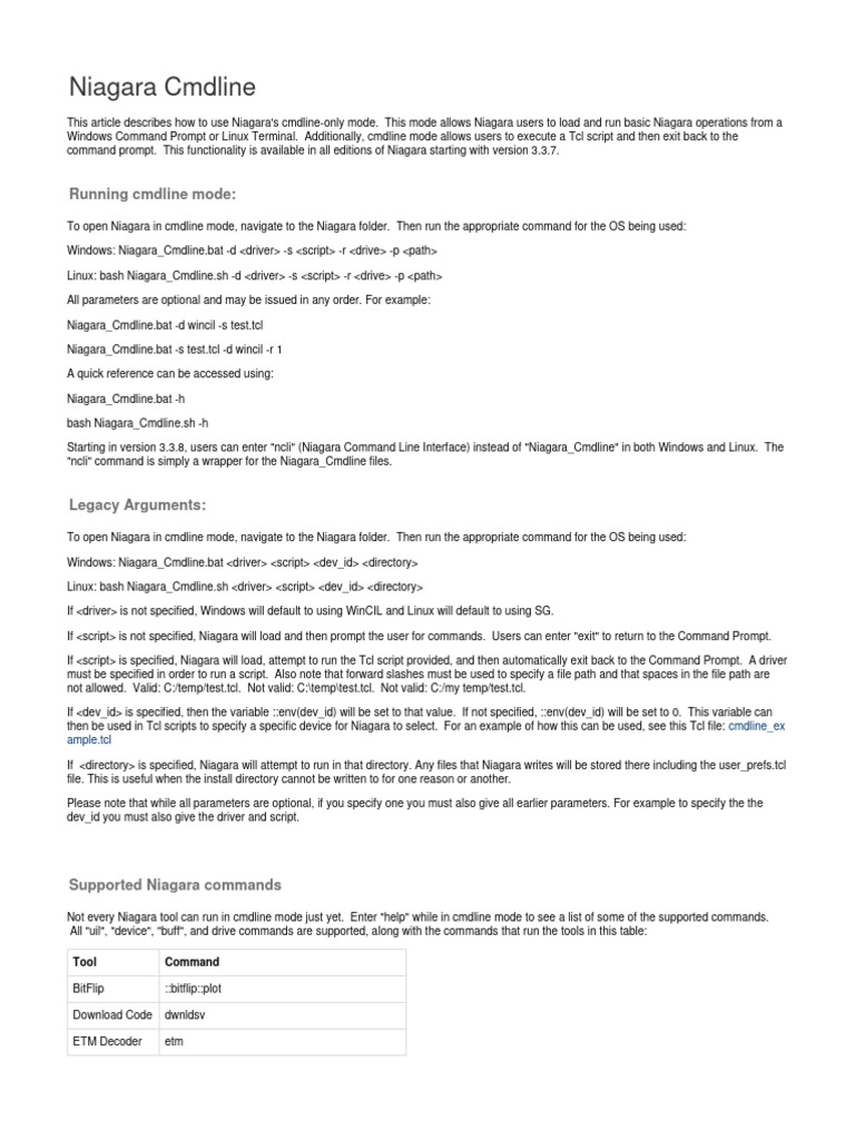 Niagara Cmdline Usage Guide | PDF | Command Line Interface | Operating ...