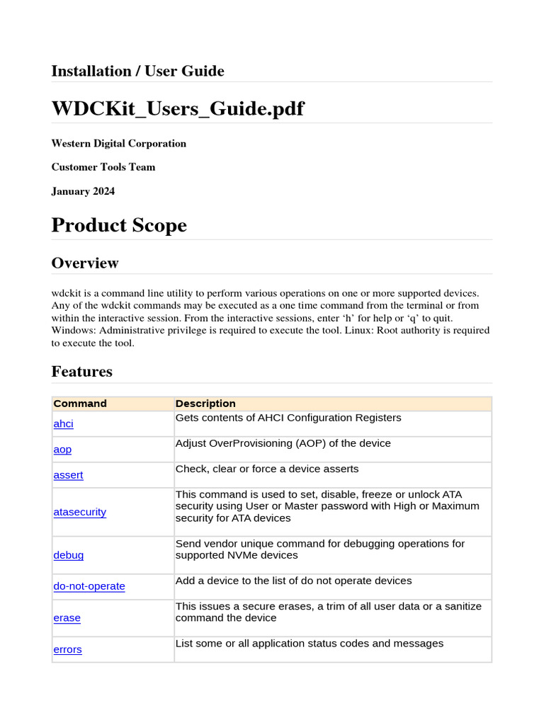 WDCKit Users Guide | PDF | Installation (Computer Programs) | Directory (Computing)