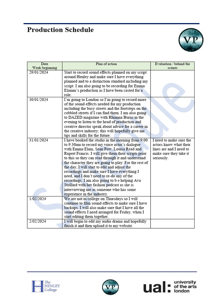 Production Schedule 30 | PDF