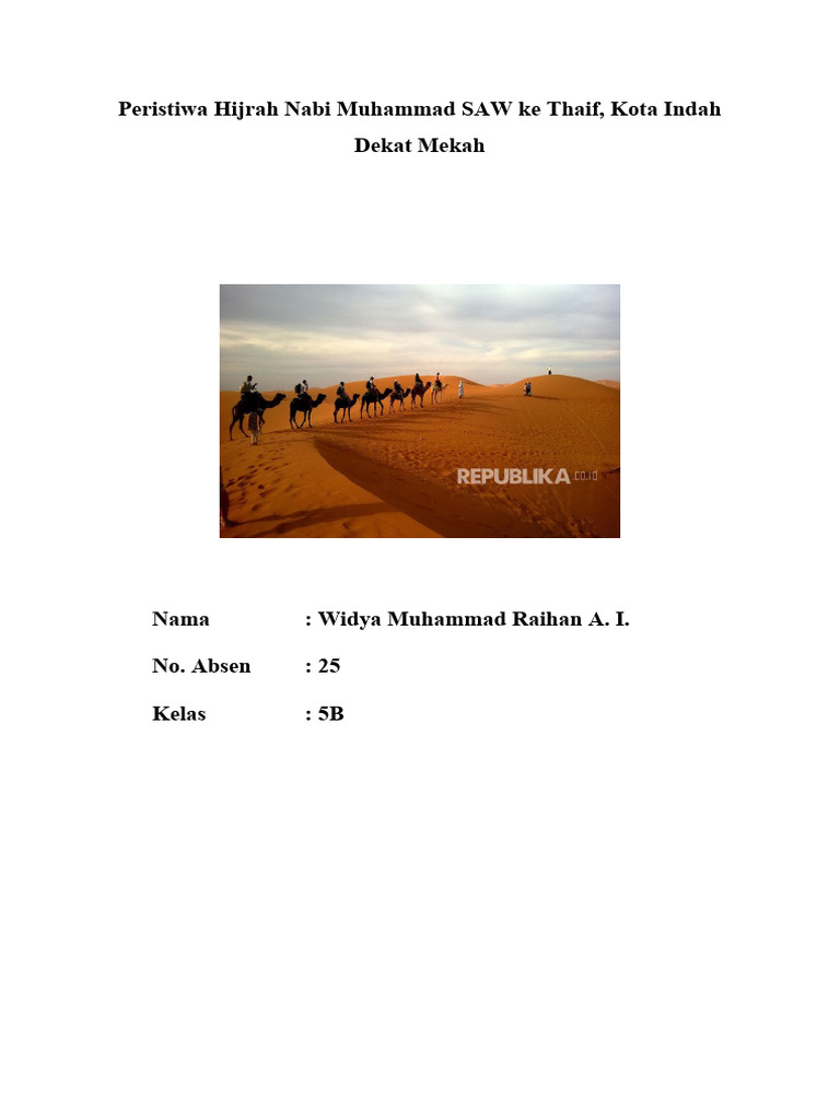 Peristiwa Hijrah Nabi Muhammad SAW Ke Thaif | PDF | Perjalanan | Sejarah