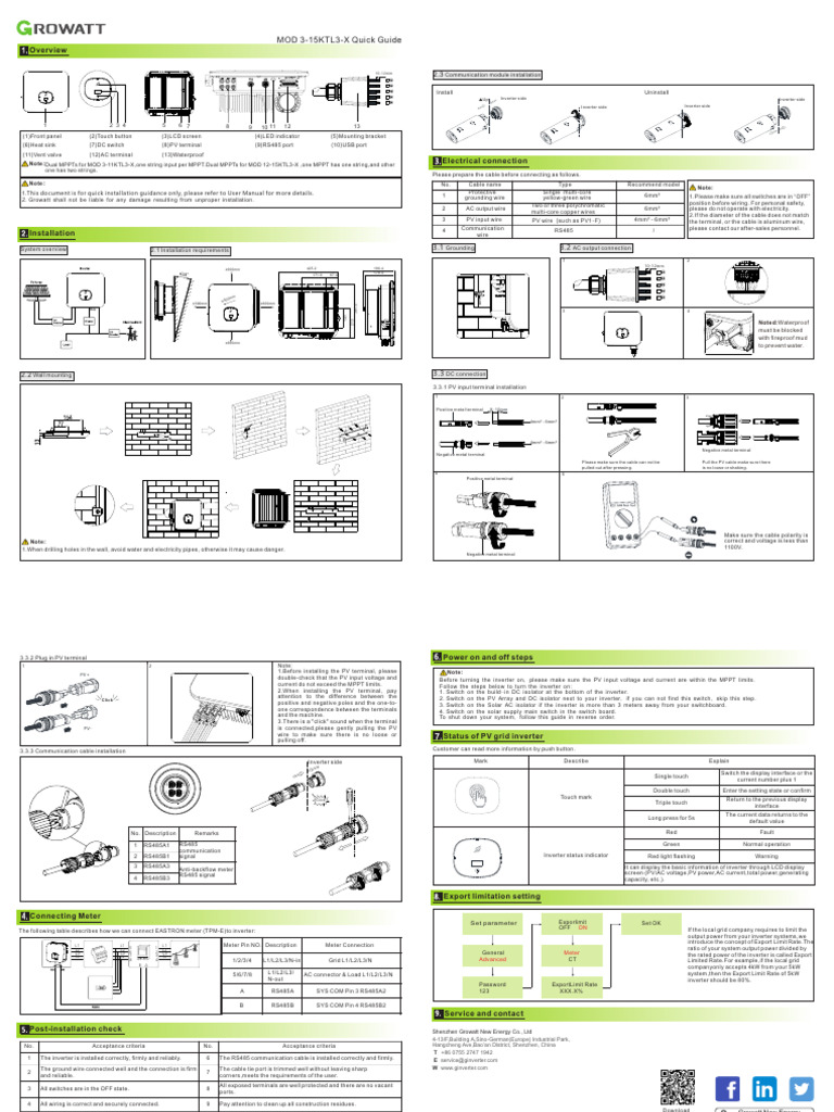 MOD 3-15K TL3-X Quick Guide EN 202112 | PDF | Power Inverter | Switch