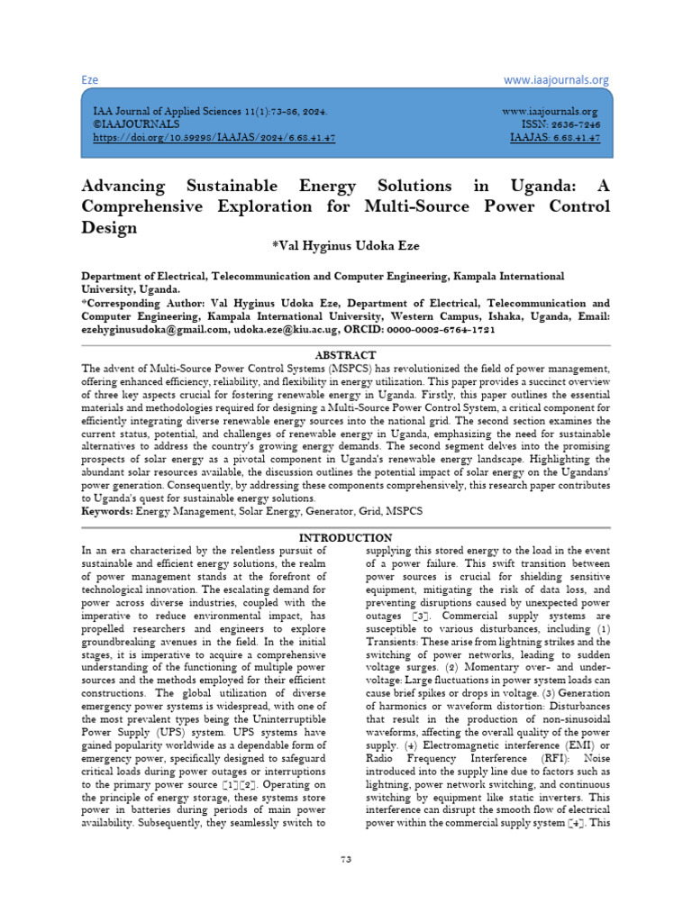 Uganda's Renewable Energy Future | PDF | Electrical Grid | Electric Power