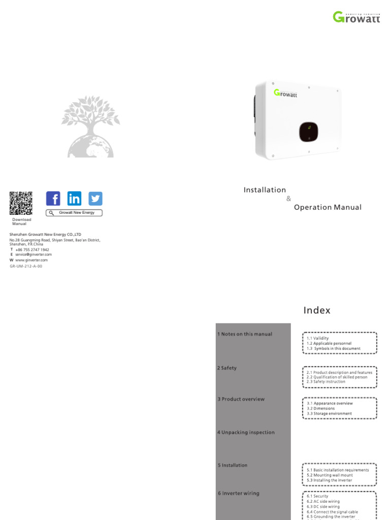 Growatt TL3-X Series Inverter Manual | PDF | Photovoltaic System | Power Inverter