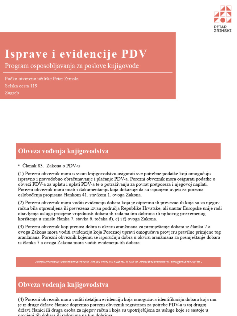 P22isprave I Evidencije Kod PDV A | PDF