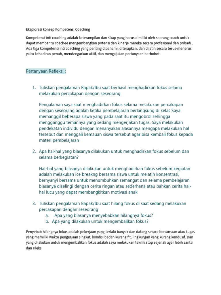 Eksplorasi Konsep Kompetensi Coaching Modul 2.3 | PDF