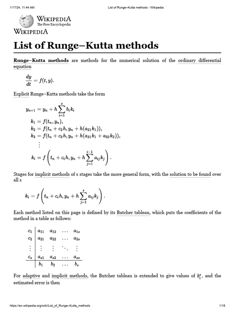 Runge-Kutta Methods Overview | PDF | Algorithms | Analysis