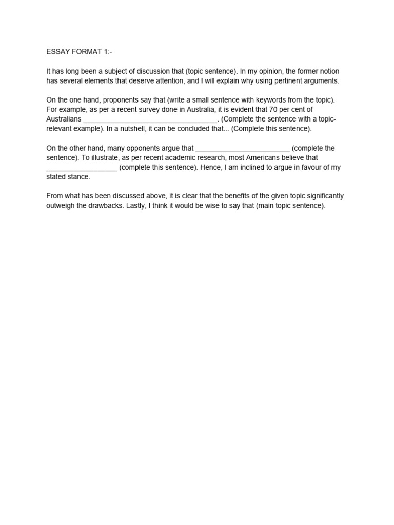 PTE Essay Structure and Template Guide | PDF | Language Arts & Discipline