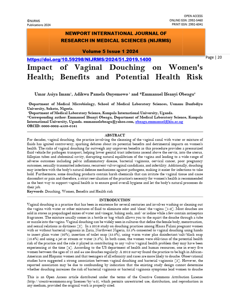Vaginal Douching: Risks and Misconceptions | PDF | Vagina | Sexual ...