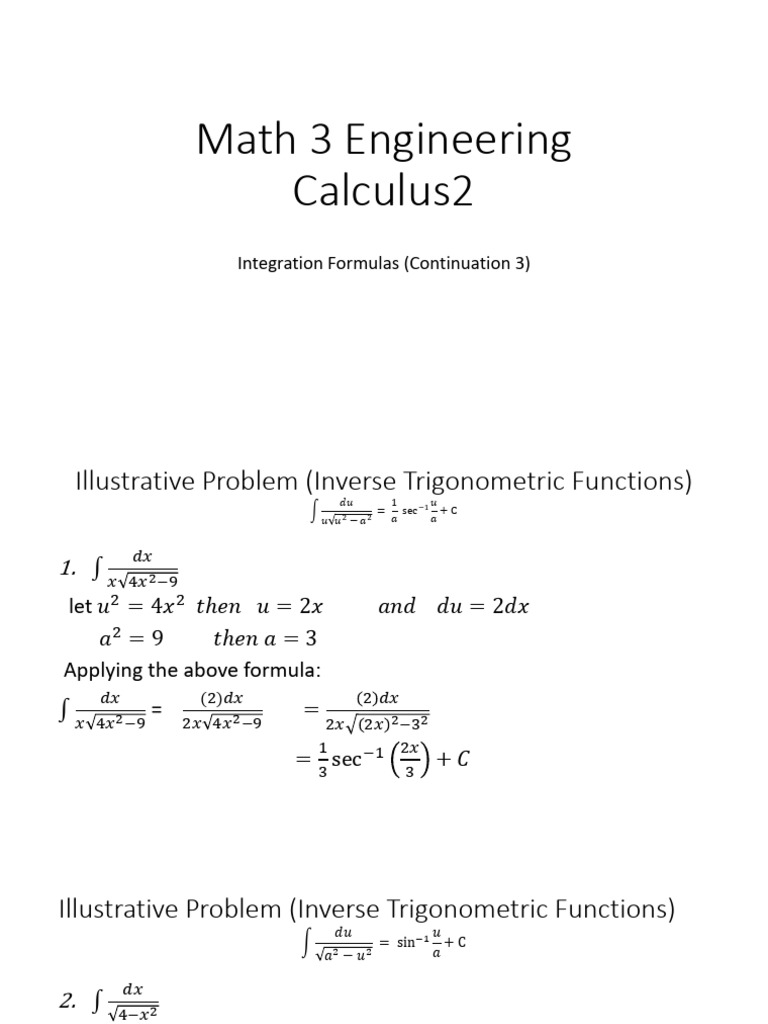 Math-3-Integration-Formulas-lesson2_Continuation3_Inverse-TF | PDF
