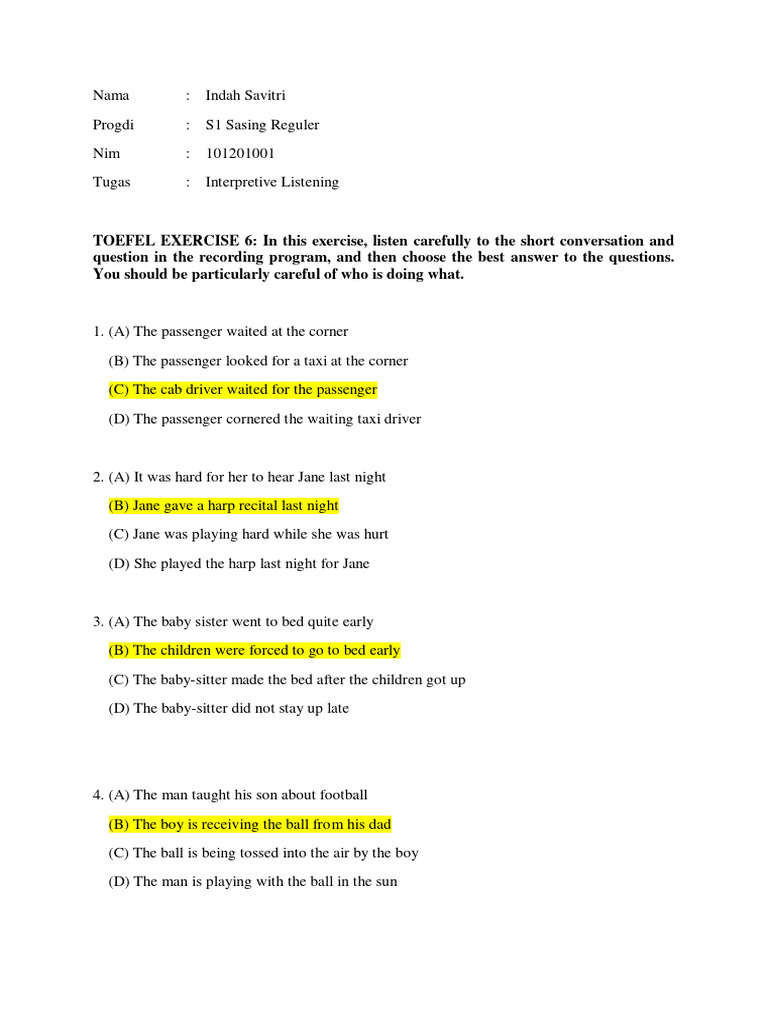 Tugas Interpretive Listening 23 Maret 2021 Assignment 3 | PDF