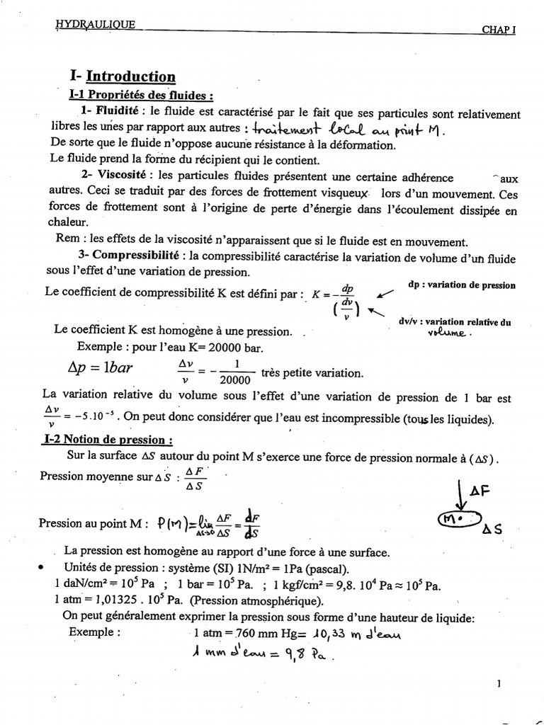 Hydraulique Chap1 | PDF