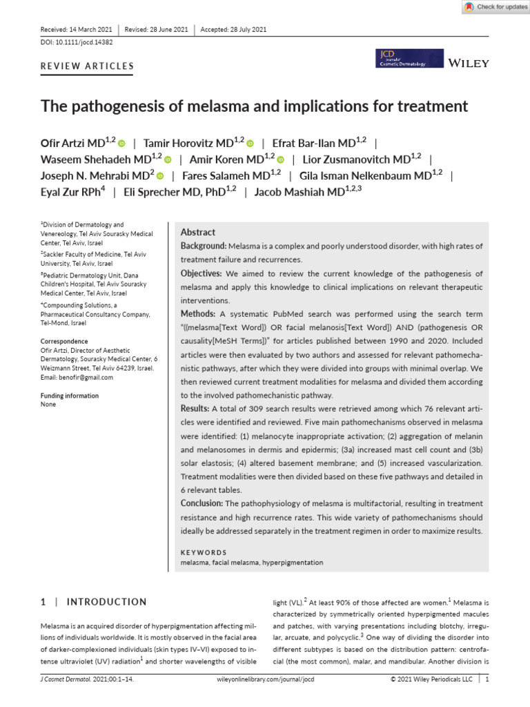 Understanding Melasma Pathogenesis and Treatment | PDF | Epidermis | Skin
